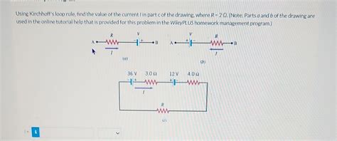 Solved Using Kinchhoff S Loop Rule Find The Value Of The Chegg