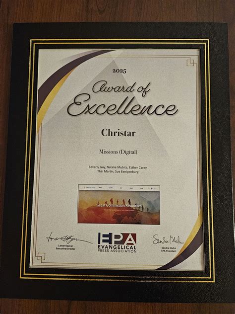 Yesterday Christar Usa Was Honored To Win An Evangelical Press