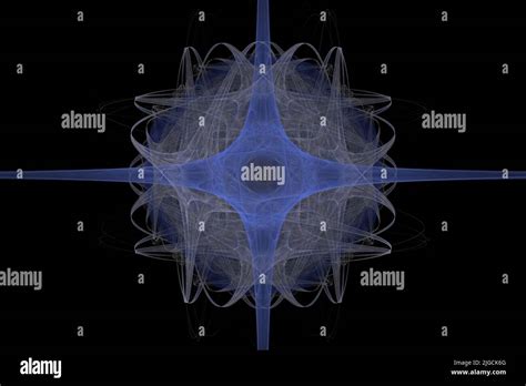 Digital Render Fractal Showing Rotational Symmetry And Flowing Blue