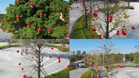 城市春节张灯结彩节日氛围航拍视频素材下载编号10306341光厂vj师网