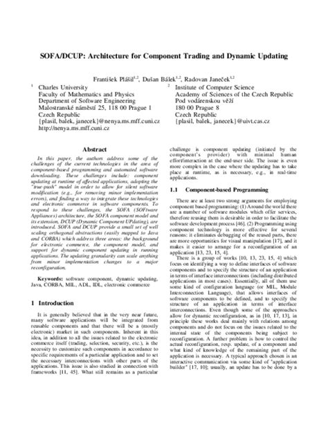 Pdf Sofadcup Architecture For Component Trading And Dynamic Updating
