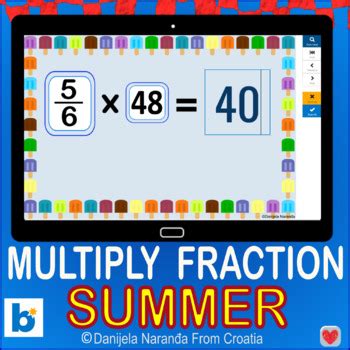 Multiplication Summer Multiply Fraction By A Whole Number Math Boom ™ Cards