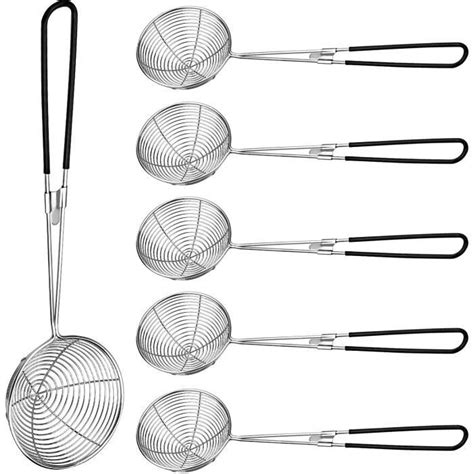 6 Pcs Passoires en Acier Inoxydable30 cm Passoires à Fondue Écumoire