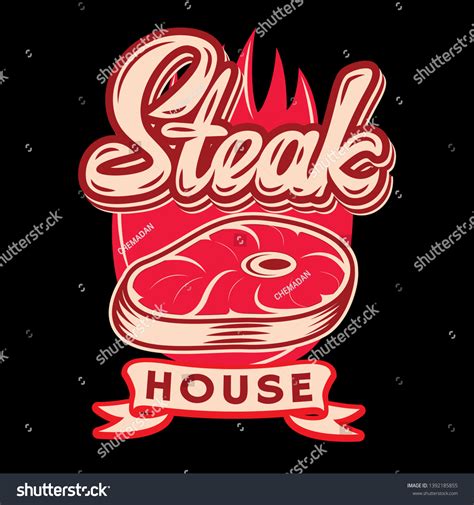 Vector Black White Template Steak House เวกเตอร์สต็อก ปลอดค่า