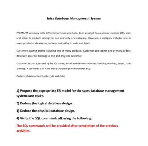 Solved Sales Database Management System Premium Company