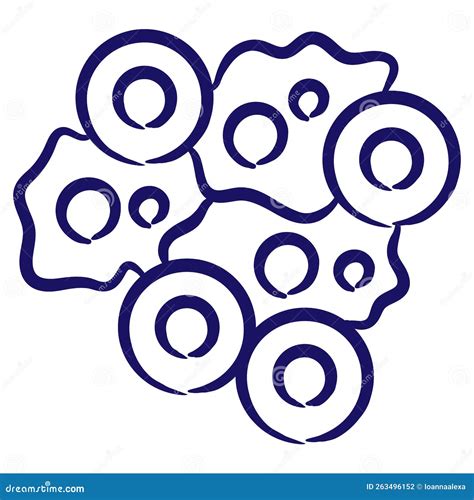 Cancer Cells Among Healthy Cells Minimal Vector Icon Drawn With Brush Line Stock Vector
