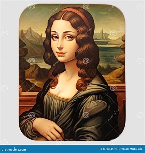 Mona Lisa Portrait In A Pop Art Style Mona Lisa Sticker Logotype