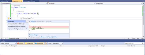 Unexpected Message Level Diagnostics In Error List Issue Dotnet Roslyn Github