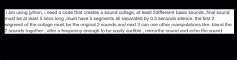 Solved I Am Using Jython I Need A Code That Creates A Sound