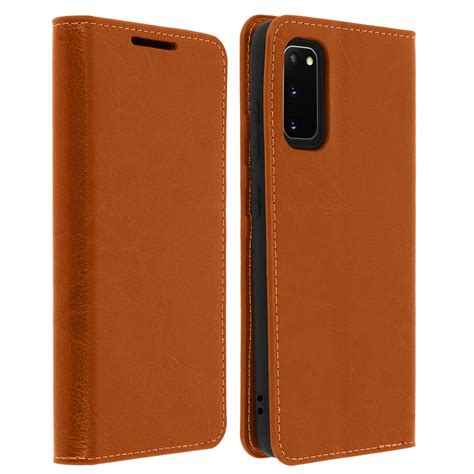 Etui Folio Prawdziwa Skóra Samsung Galaxy S Etui z miejscem na kartę Wideo Podstawka Tan