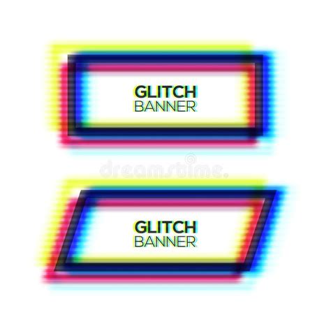 Glitch Frame Set Pentagon Hexagon Rhombus Polygon Stock Vector