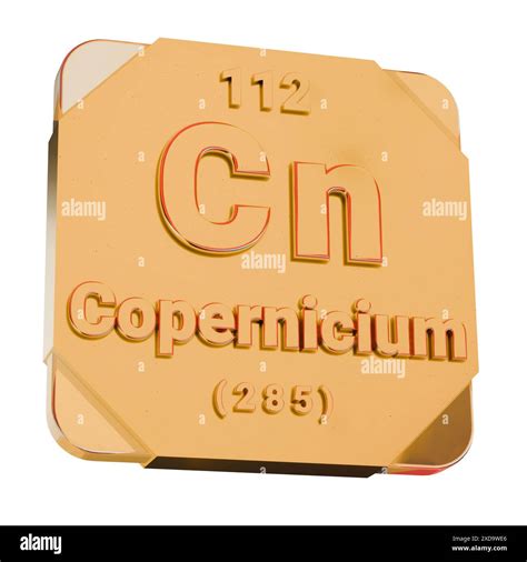 3d Golden Icon Copernicium Cn Element From Periodic Table Stock