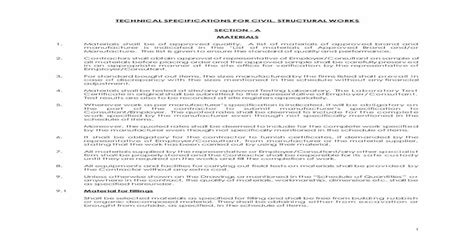 Pdf Technical Specifications For Civil Structural Works · Technical