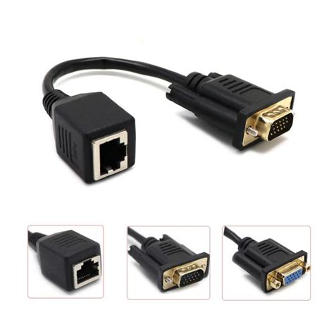 1pc Vga Extender Malefemale To Rj45 Ethernet Female Lan Cat5 Cat6