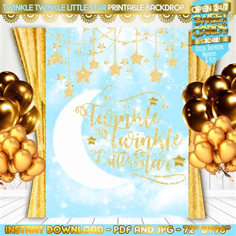 Twinkle Twinkle Little Star Party Backdrop Stars Backdrop Moon And S
