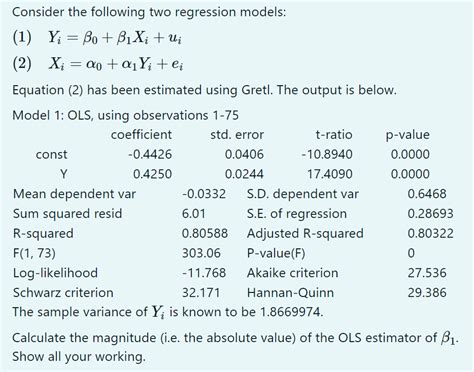 solved consider the following two regression models 1 yį