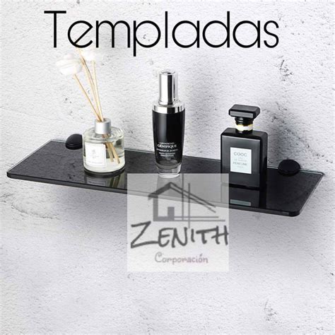 Set 2 Repisas Cristal Filtrasol Templado Clips Negros Lujo Mercado