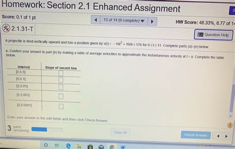 Solved Homework Section 2 1 Enhanced Assignment Score 0 1