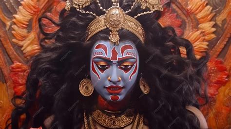 Premium Photo An Angry Realistic Portrait Of Hindu Goddess Kali