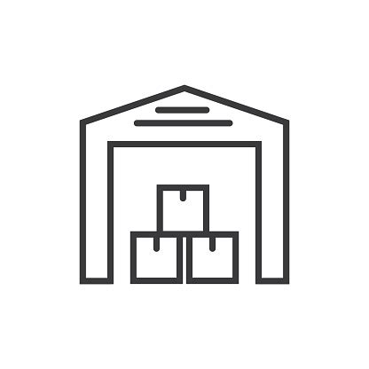 倉庫線和字形圖示 構建和存儲 存儲符號 向量圖形 白色背景上的線性圖案向量圖形及更多一個物體圖片 一個物體 保加利亞 儲物室 Istock