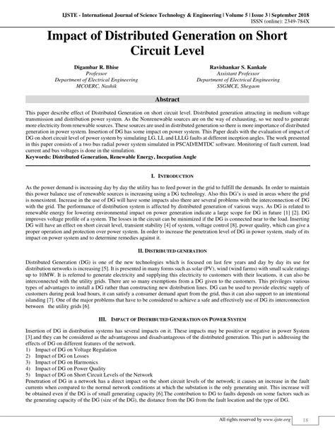 Pdf Impact Of Distributed Generation On Short Circuit Level