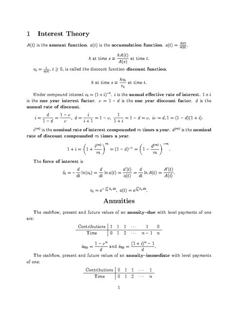 Cheat Sheet Cheet Sheat For Annuity 1 Interest Theory At Is The