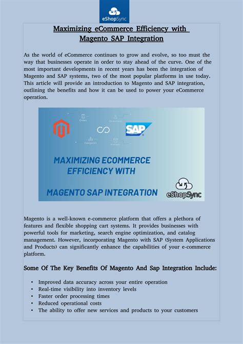 Ppt Exploring Sap Magento 2 Integration Optimize Your E Commerce Store Powerpoint Presentation