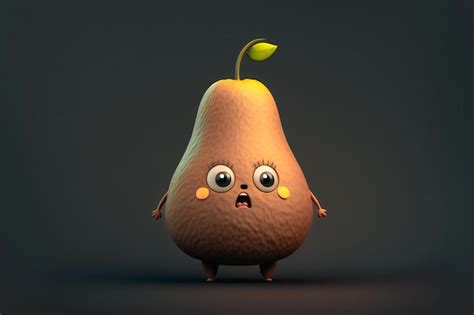 Premium Photo Pear Character With A Funny Expression