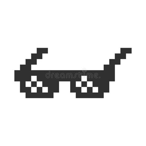 Black Simple Pixel Sun Glasses Vector Icon Stock Vector Illustration