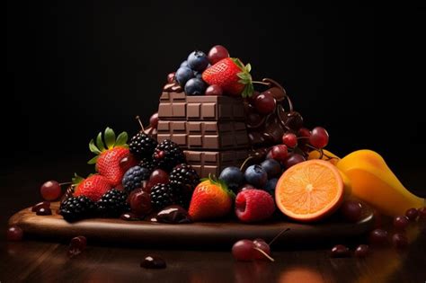 Premium Ai Image Chocholate With Fruits Premium Ai Image Chocholate With Fruits