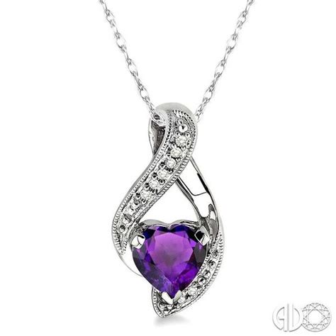 7mm Heart Shape Amethyst And 120 Ctw Single Cut Diamond Pen Beckers