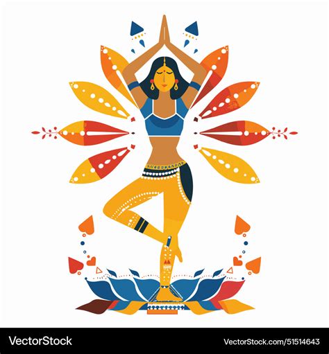 Indian Woman Practicing Yoga Lotus Position Vector Image