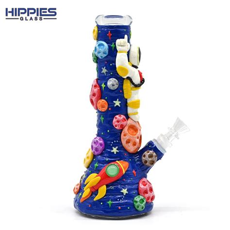 Glow In Darkglass Bong With Spacecraftastronautborosilicate Glass