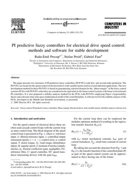 pdf pi predictive fuzzy controllers for electrical drive speed