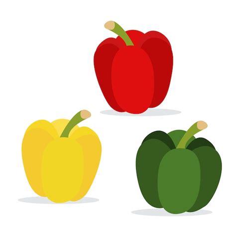 Premium Vector Red Yellow Green Peppers Vector Set Of Clip Art Objects