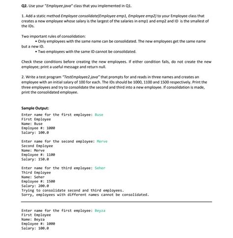 Solved Q2 Use Your Employeejava Class That You