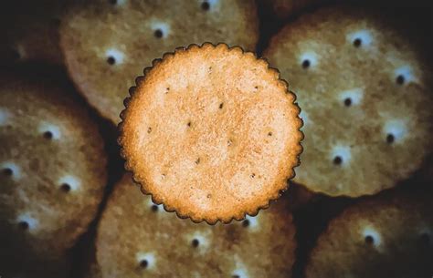 Premium Photo Close Up Of Cookies Circular Crackers Biscuits