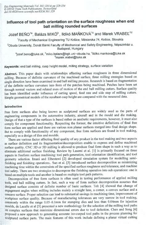 Pdf Influence Of Tool Path Orientation On The Surface Roughness When