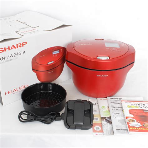 【目立った傷や汚れなし】【美品】シャープ ヘルシオ ホットクック Kn Hw24g R レッド系 24l 水なし自動調理鍋 Healsio