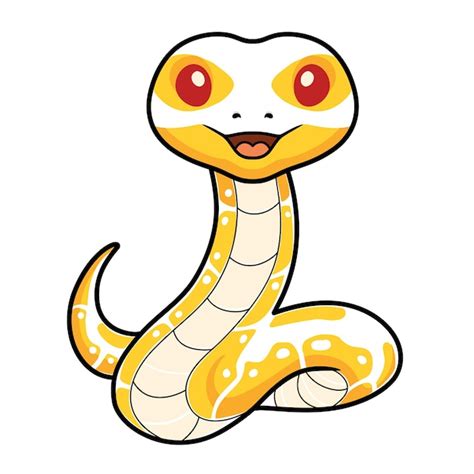 Cute dibujos animados de serpiente pitón bola albina Vector Premium