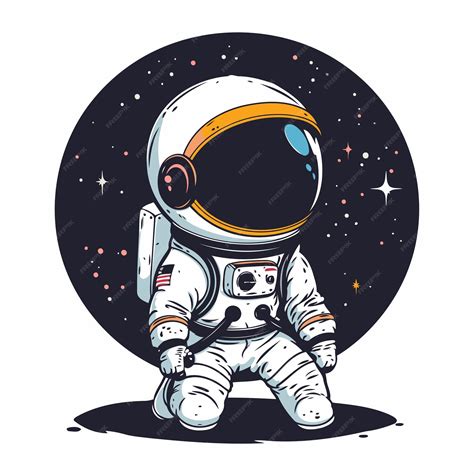 Premium Vector Astronaut Sitting On The Background Of The Outer Space