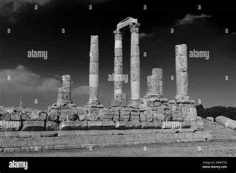 The Roman Temple Of Hercules In The Citadel Amman City Jordan Middle