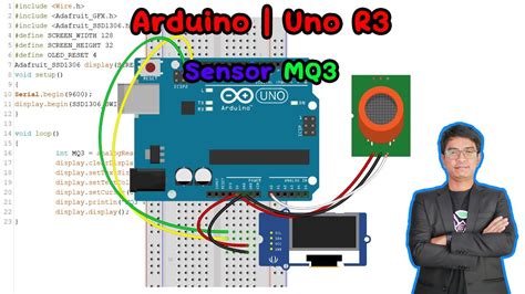 สอน เขียนโปรแกรม ภาษาซี Arduino Uno R3 Oled 128x32 จอแสดงผล I2c Mq3