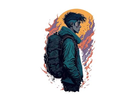 Premium Vector Hiker Person With Backpack