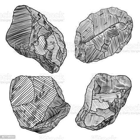 크리스탈 보석 바위 그리고 돌 세트 지구 마법의 신성한 요소입니다 스케치 미네랄과 손으로 그린 크리스탈 돌과 바위의 컬렉션 집합입니다 벡터입니다 가장자리에 대한 스톡 벡터