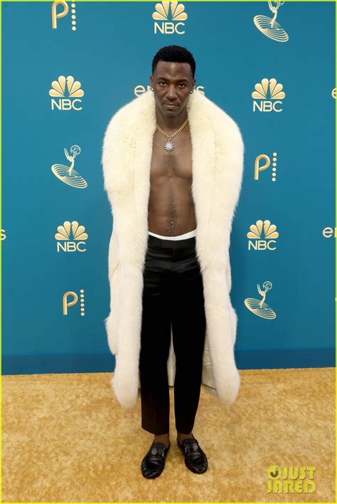 Jerrod Carmichael Goes Shirtless Under Fur Coat At Emmy Awards 2022