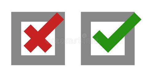 Selection Sign Flat Buttons Green Check Marks And Red Crosses Stock