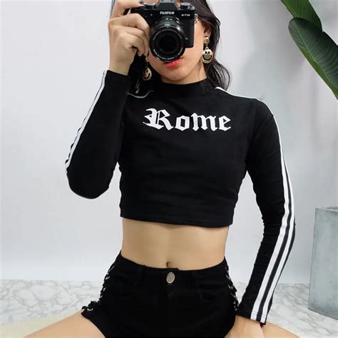Summer Sexy T Shirt Women Open Navel O Neck Long Sleeve Reverse Back