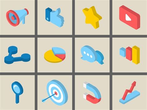 Premium Vector Marketing Isometric Icons Set