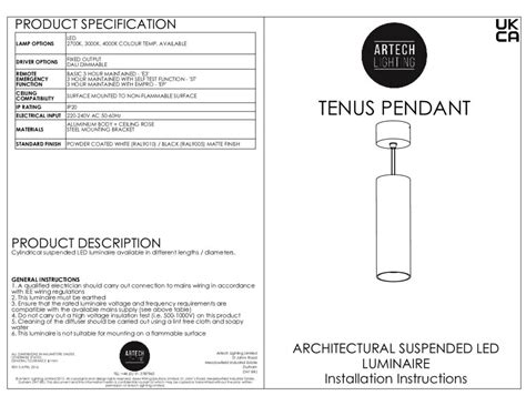 Tenus Install Guides Artech Lighting